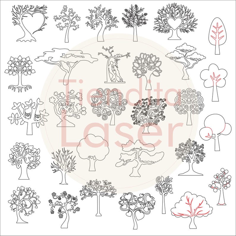 60 Trees Laser Cut File Vector / Dxf Cdr Svg Ai Pdf / Instant Download ...