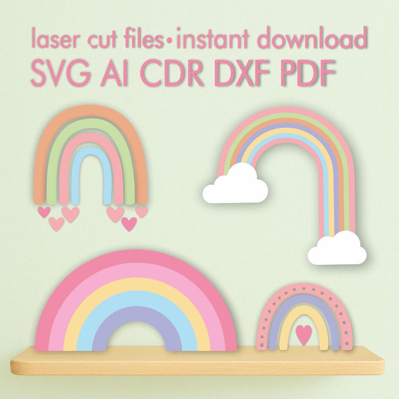 Archivo De Corte Láser Arco Iris / Dxf Svg Ai Eps Pdf Cdr / Descarga ...