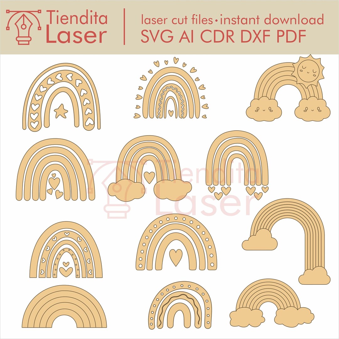 Archivo de corte láser arco iris / Dxf Svg Ai Eps Pdf Cdr / Descarga ...