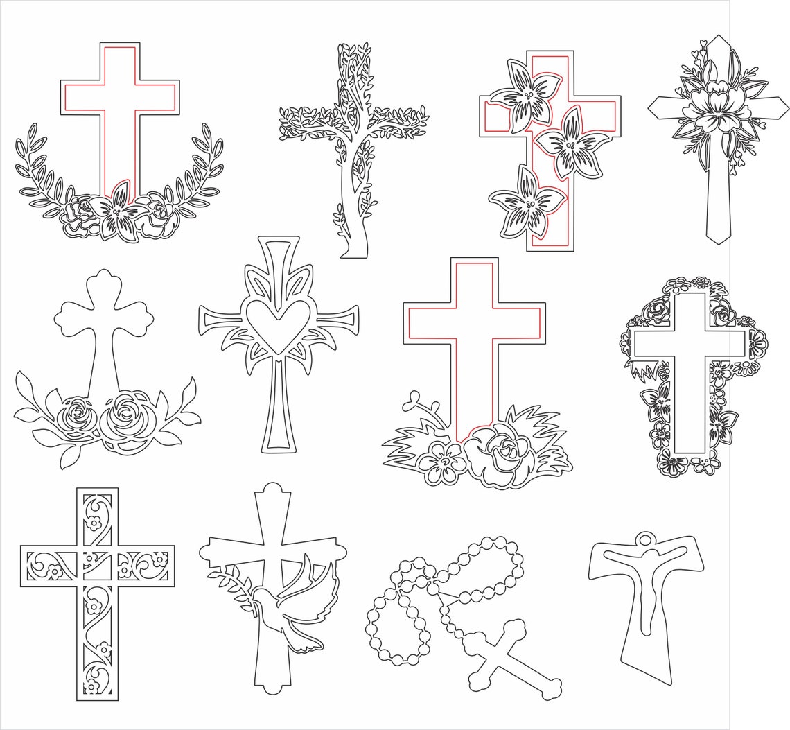 Archivo De Corte Láser Cruz Cruces Bautismo / Dxf Svg Ai Eps Pdf Cdr ...