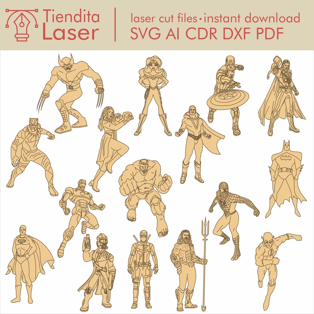 Superhero Laser Cut File Vector / Dxf Cdr Svg Ai Pdf / Instant Download ...