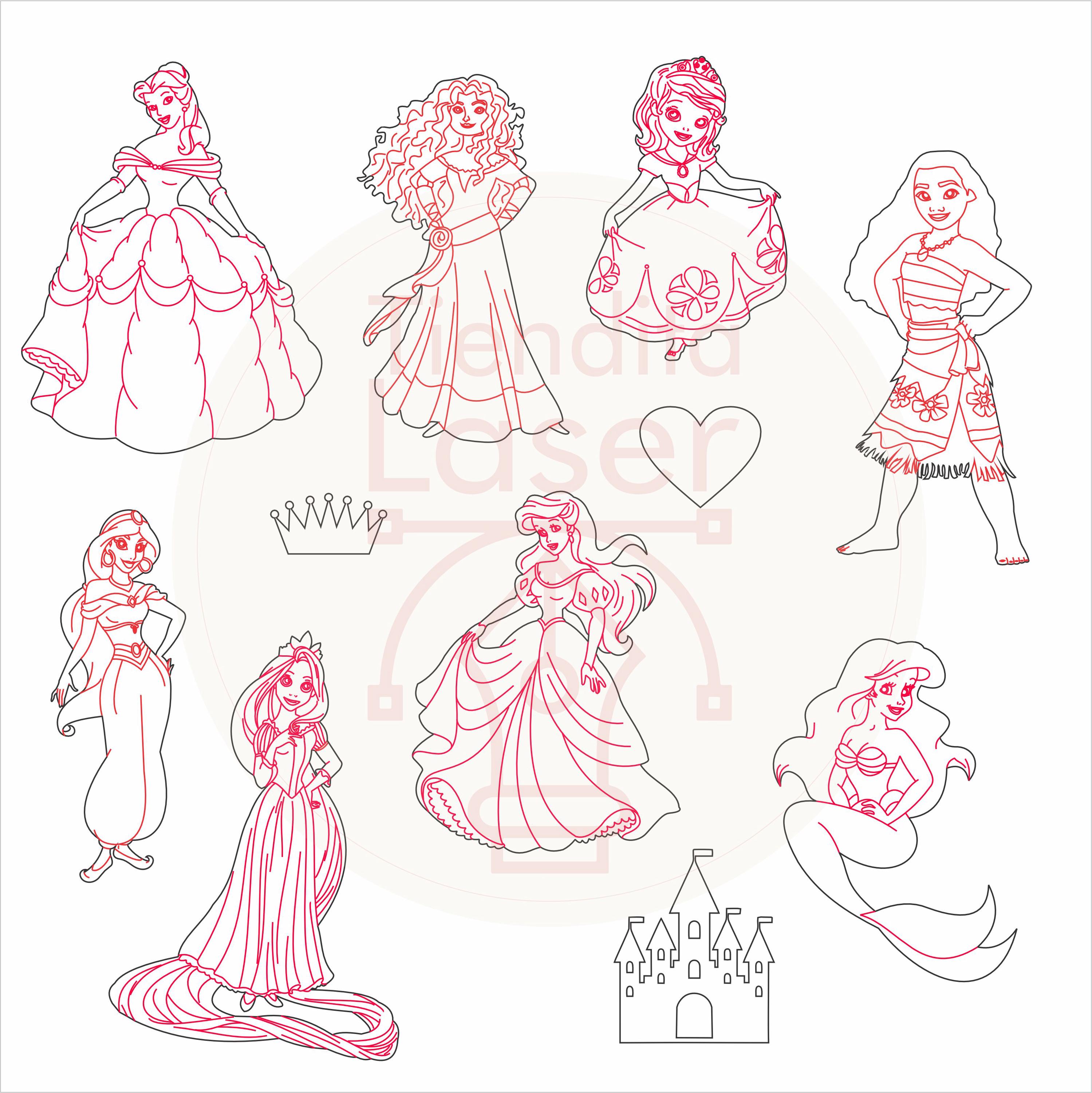 Princesses Laser Cut File Vector / Dxf Cdr Svg Ai Pdf / Instant ...