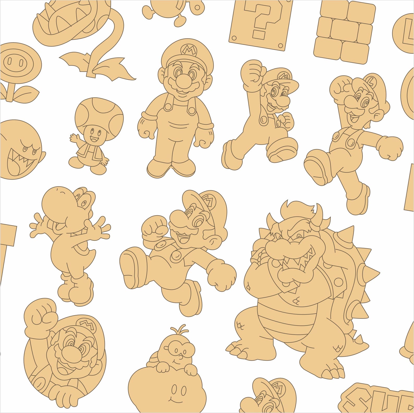 Mario Luigi Laser Cut File Vector / Dxf Cdr Svg Ai Pdf / Instant ...