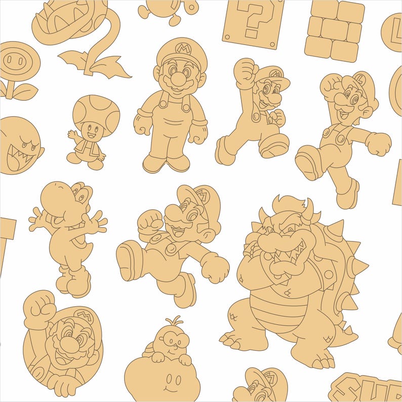 Mario Luigi Laser Cut File Vector / Dxf Cdr Svg Ai Pdf / Instant ...