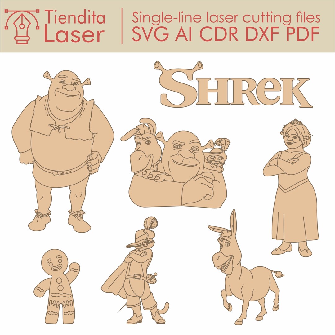 Shrek Laser Cut Vector - SVG DXF CDR Files for Engraving & Scoring ...