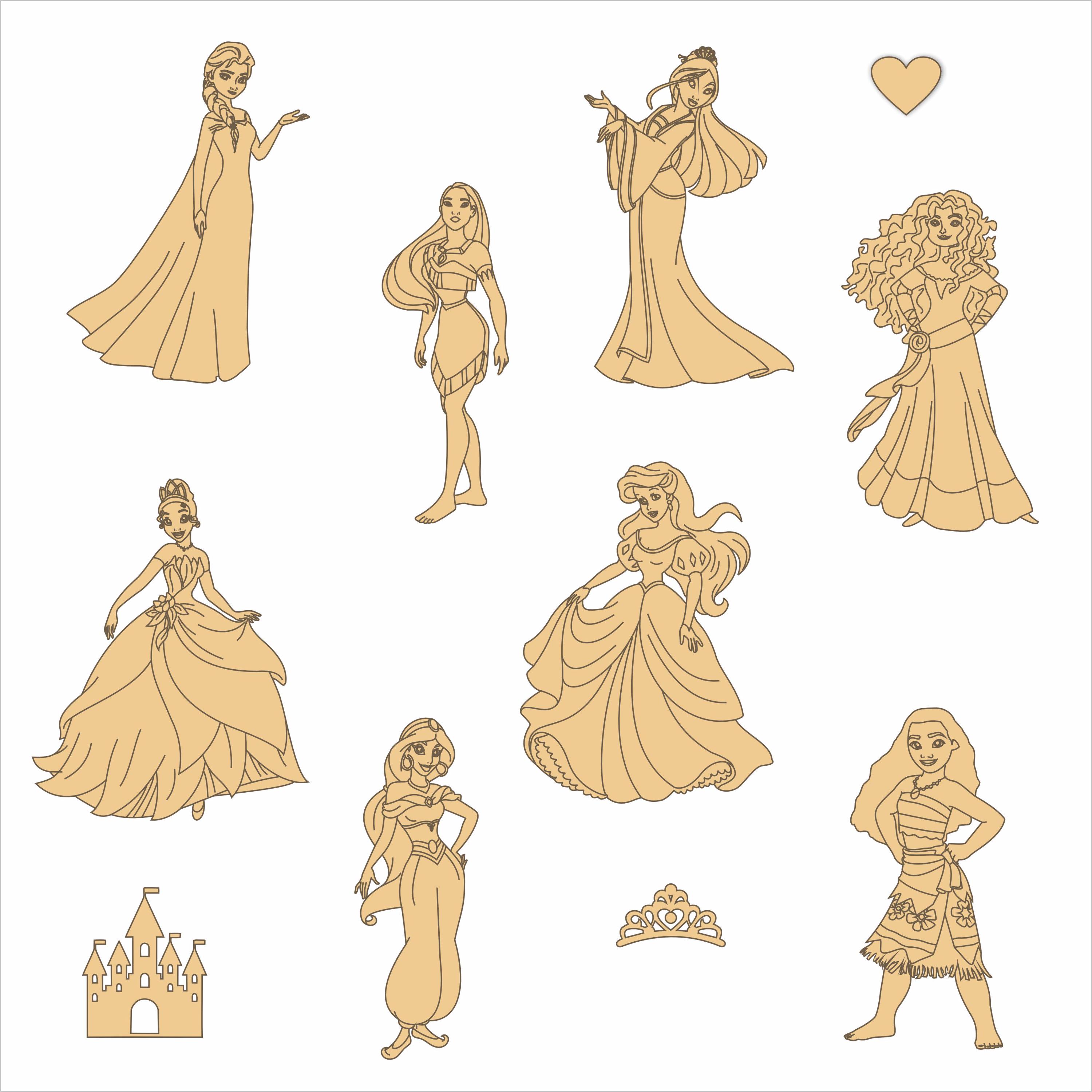 Princesses Laser Cut File Vector / Dxf Cdr Svg Ai Pdf / Instant ...