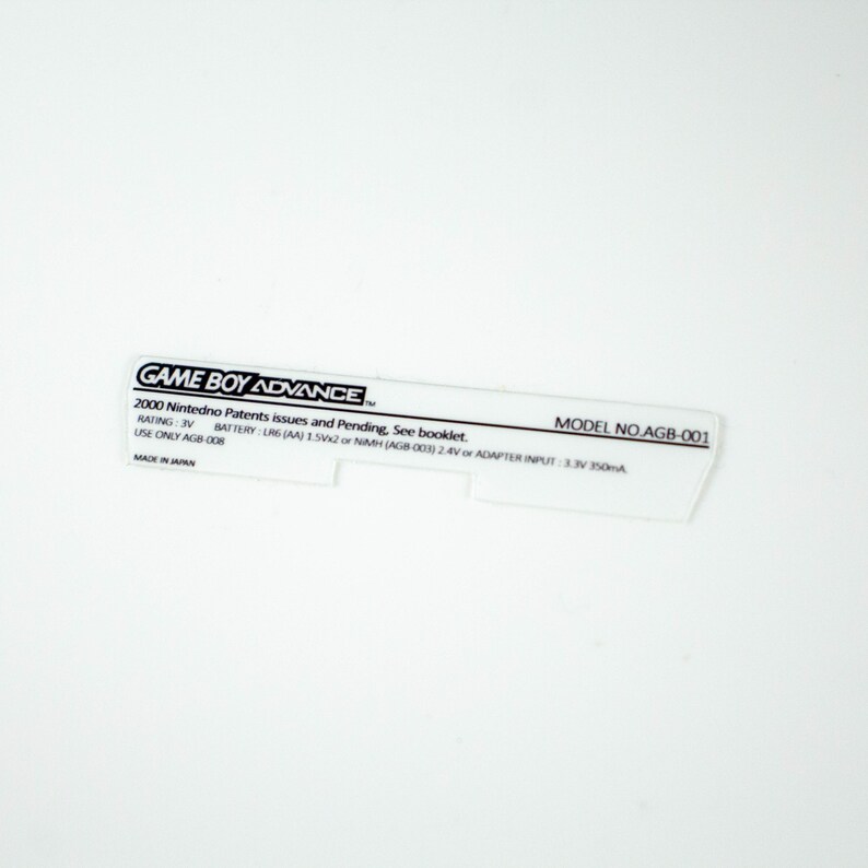 Nintendo Gameboy Gameboy Advance Console Sticker / Label Replacements ...