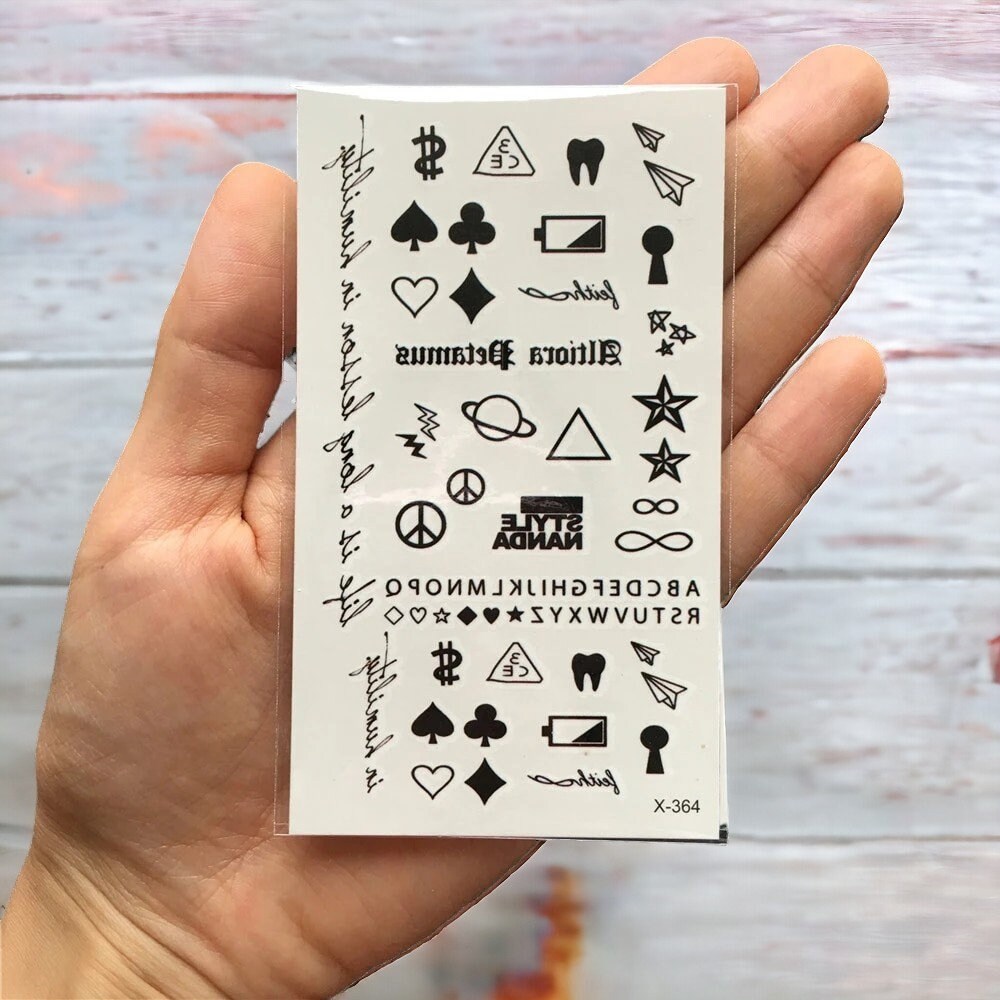 Temporary Tattoo Tiny Finger Tattoos Mystery Bundle Hailey Bieber Style ...