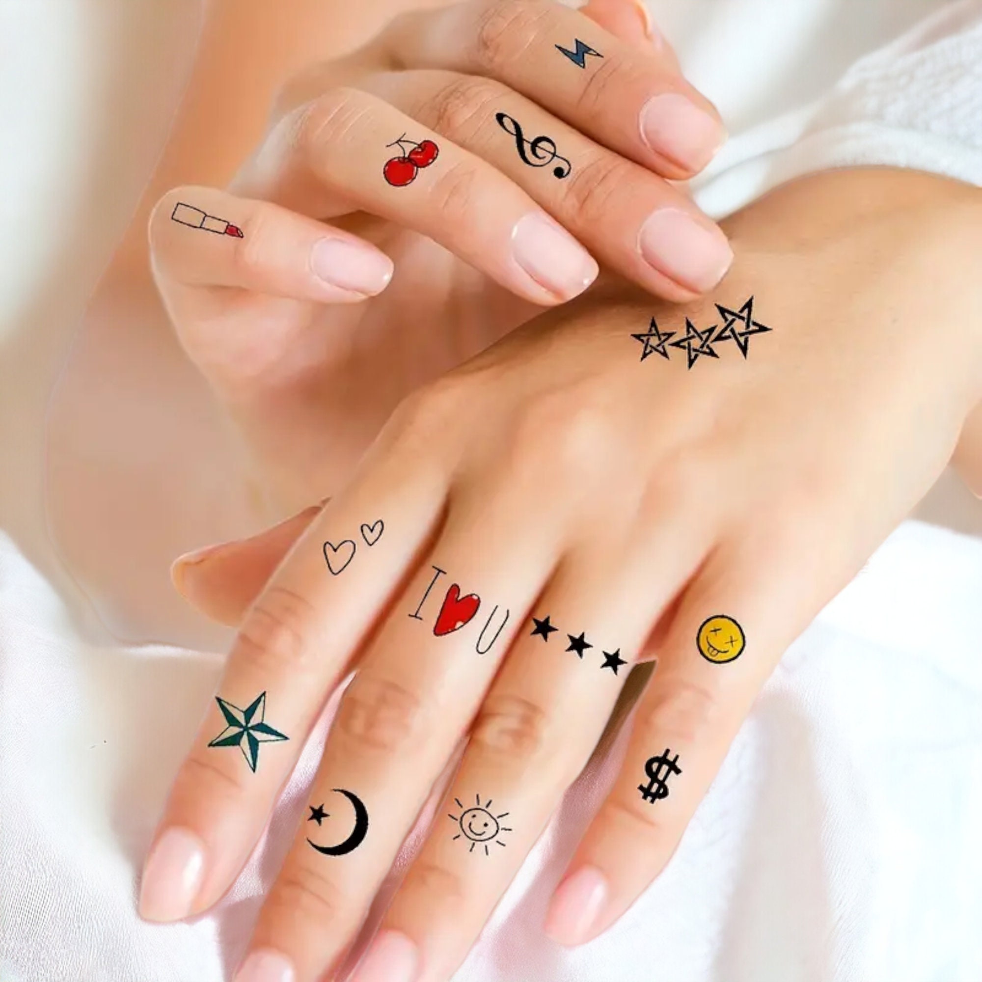 Temporary Tattoo Tiny Finger Tattoos Mystery Bundle Hailey Bieber Style ...