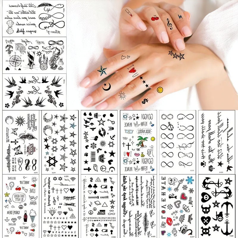 Temporary Tattoo Tiny Finger Tattoos Mystery Bundle Hailey Bieber Style ...