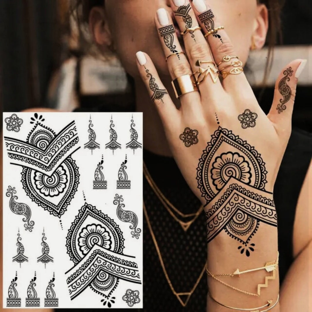 Henna Mehndi Temporary Tattoo Festival Accessory Hand Tattoo Hand Art