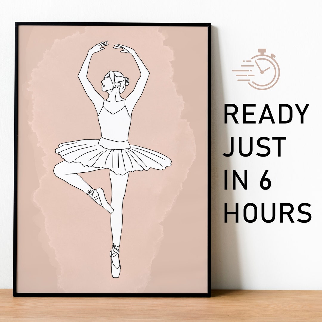 Ballerina Drawing, Dancer Line Art, Minimal Ballerina, Printable Line ...