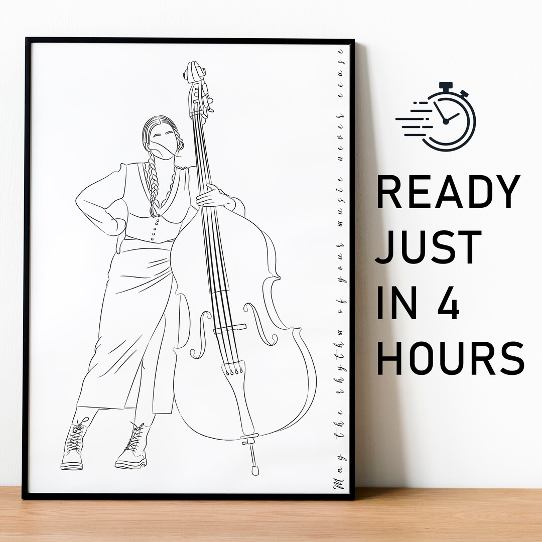 Female Cellist Drawing, Custom One Line Drawing, Personalized Drawing ...