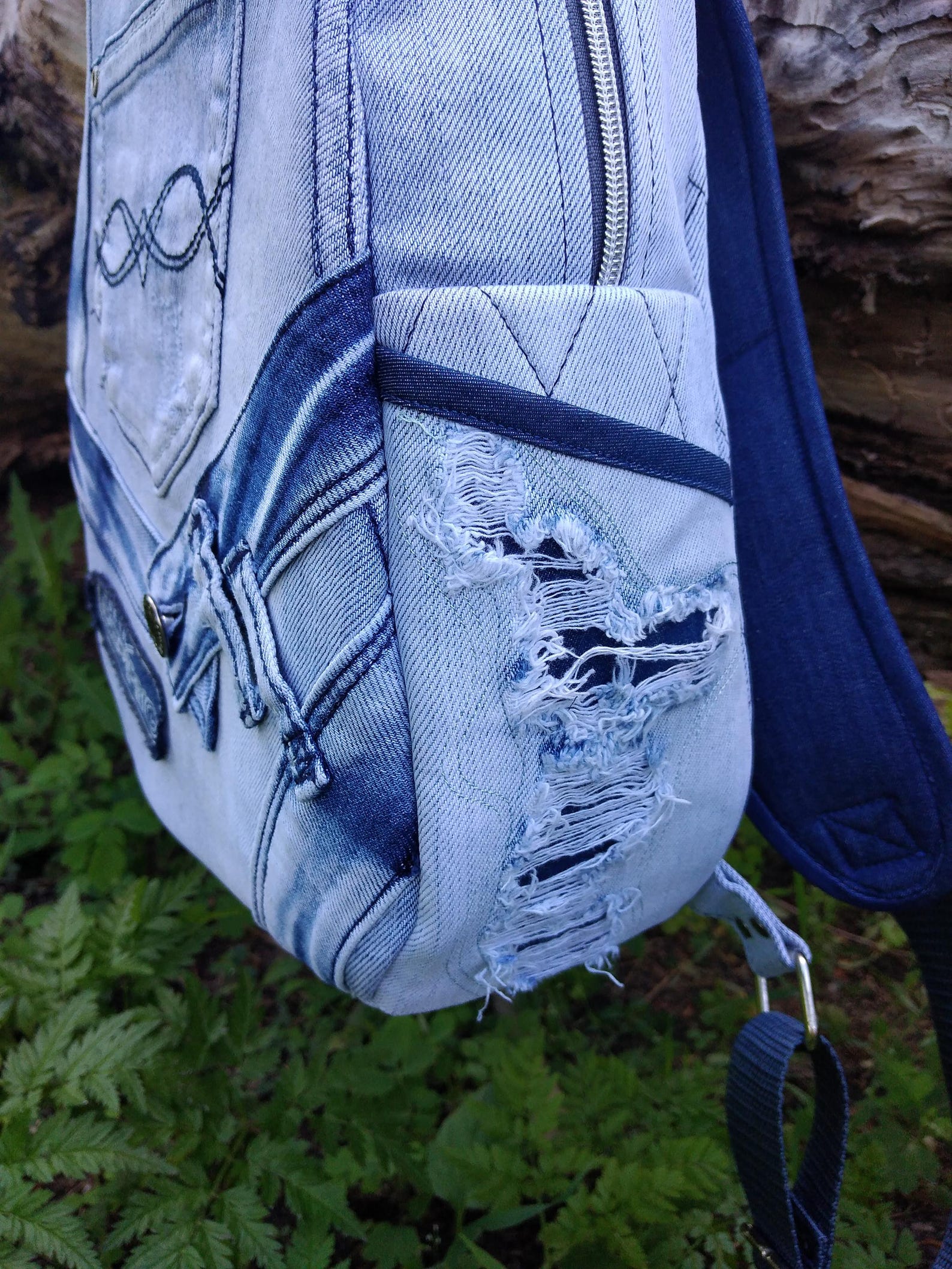 Recycled Denim Backpack, Exclusive Blue Jeans Bag - Etsy
