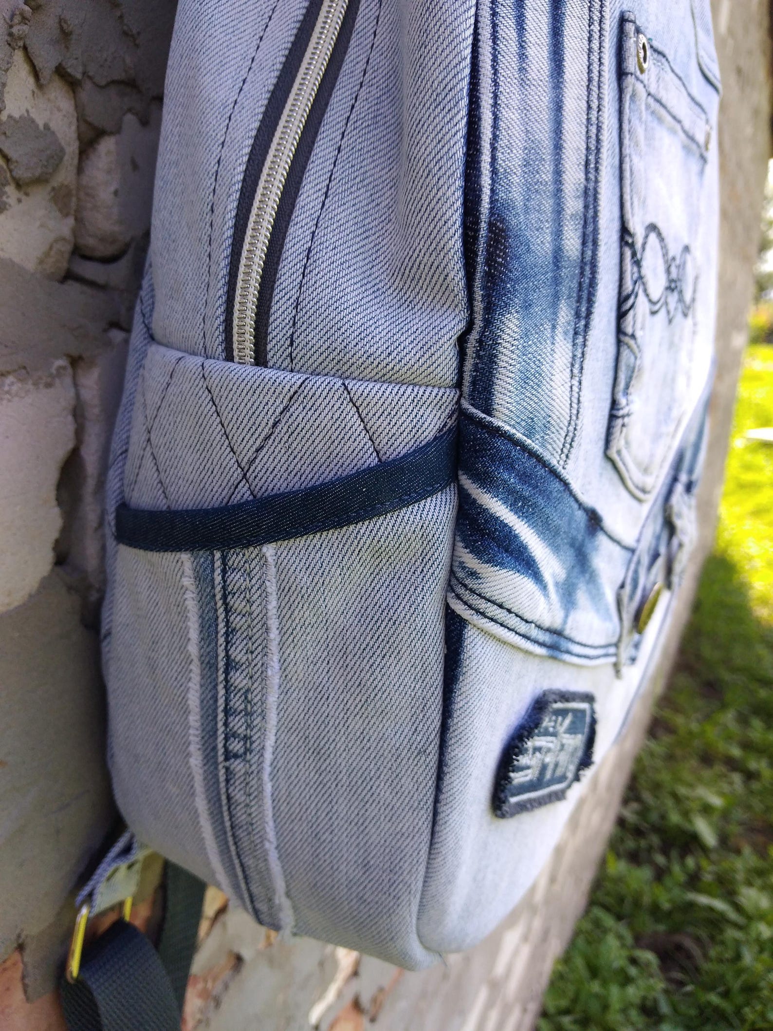 Recycled Denim Backpack, Exclusive Blue Jeans Bag - Etsy