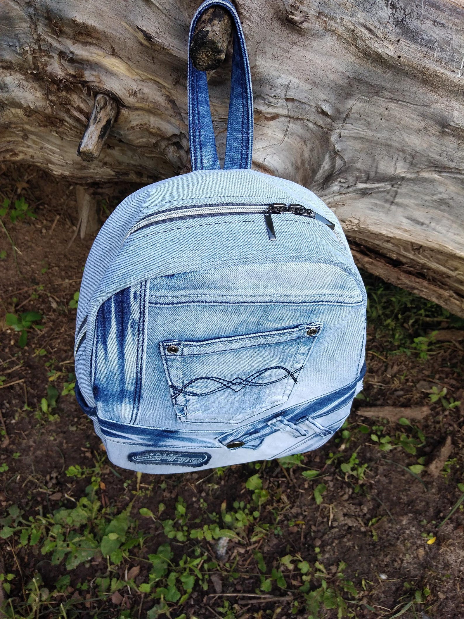 Recycled Denim Backpack, Exclusive Blue Jeans Bag - Etsy