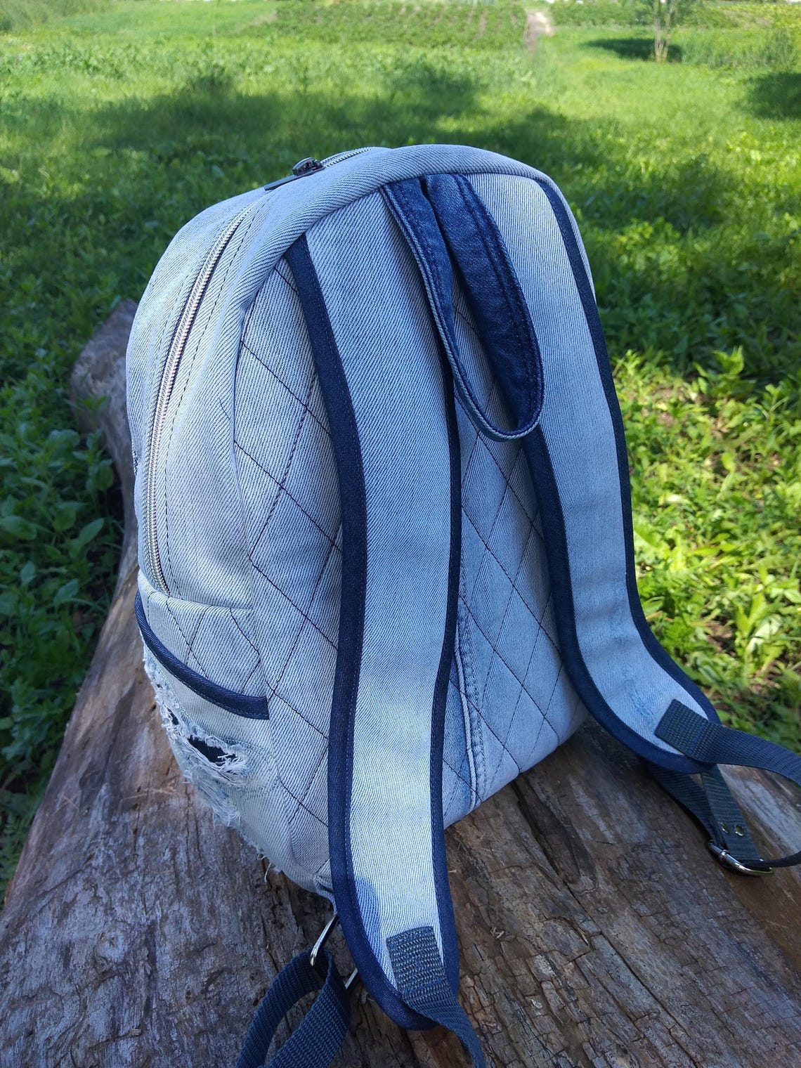 Recycled Denim Backpack, Exclusive Blue Jeans Bag - Etsy