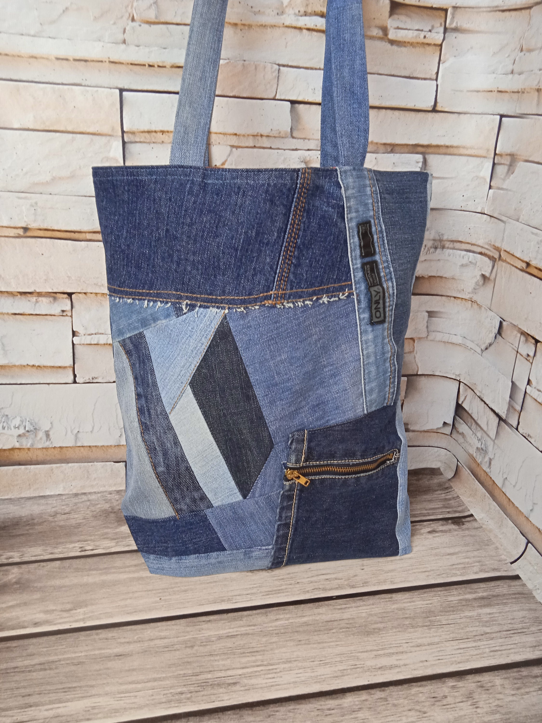 Recycled Denim Tote Bag, Upcycled Jeans Bag. - Etsy