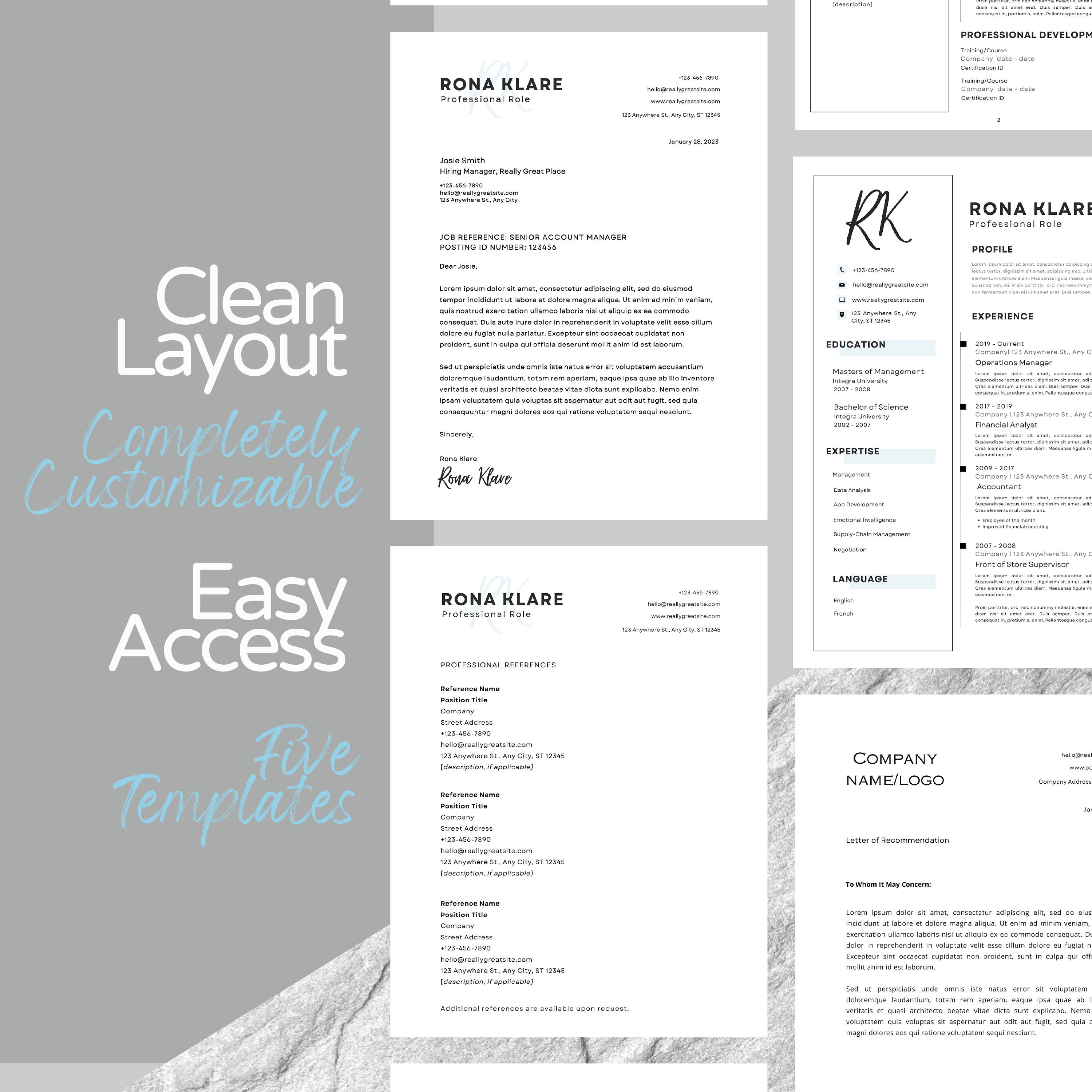 Professional Resume/cv Template Design Bundle 1 2 Page Resume, Cover ...