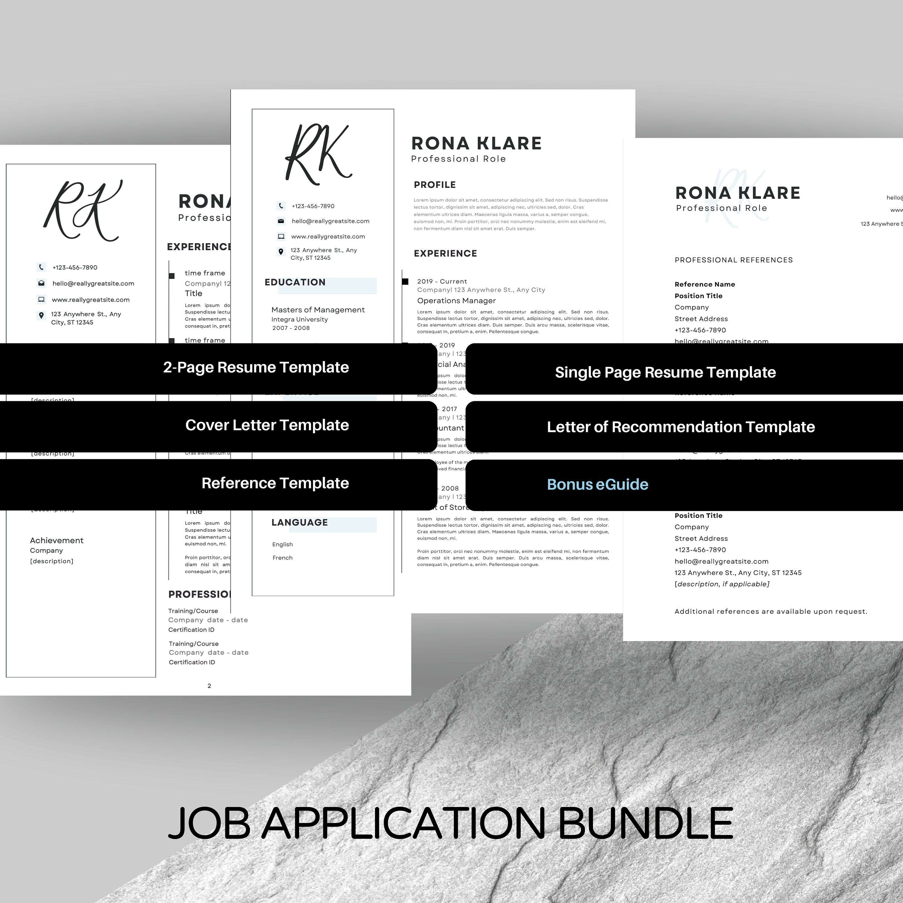 Professional Resume/cv Template Design Bundle 1 2 Page Resume, Cover ...