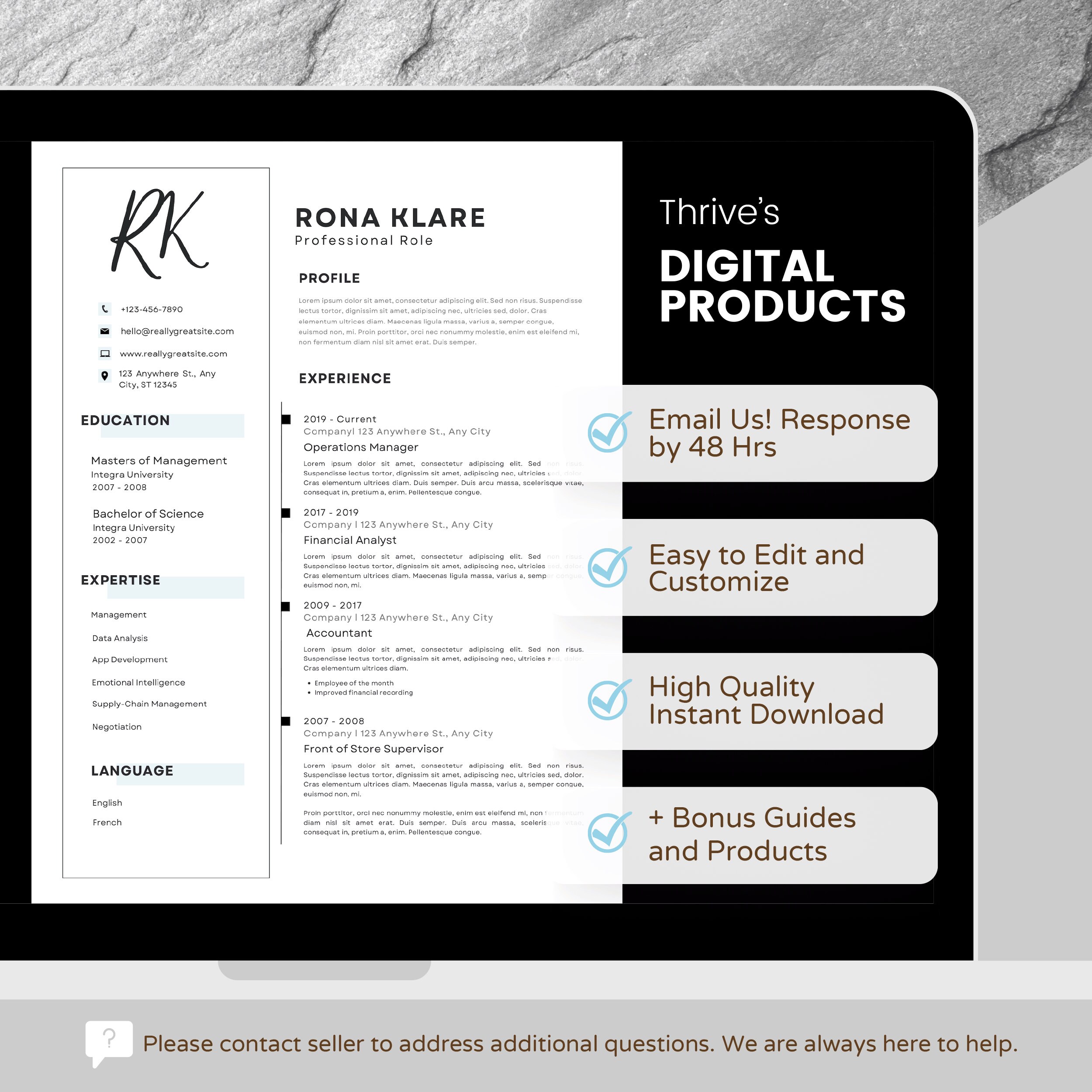 Professional Resume/cv Template Design Bundle 1 2 Page Resume, Cover ...