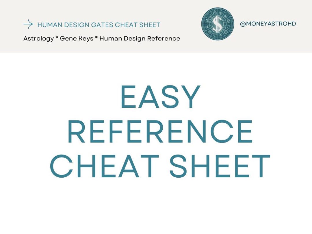 Human Design Gates Cheat Sheet - Reference Sheet With the 64 Gates of ...