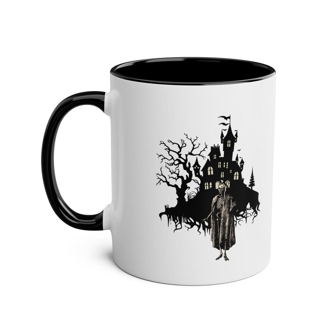 Spooky Sips Halloween Mug, Haunted House Coffee Cup, Creepy Two-tone ...