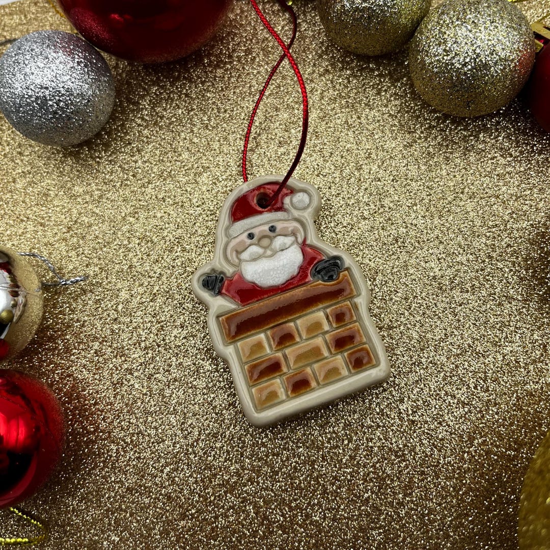 Ceramic Santa in the Chimney Christmas Tree Decoration - Etsy