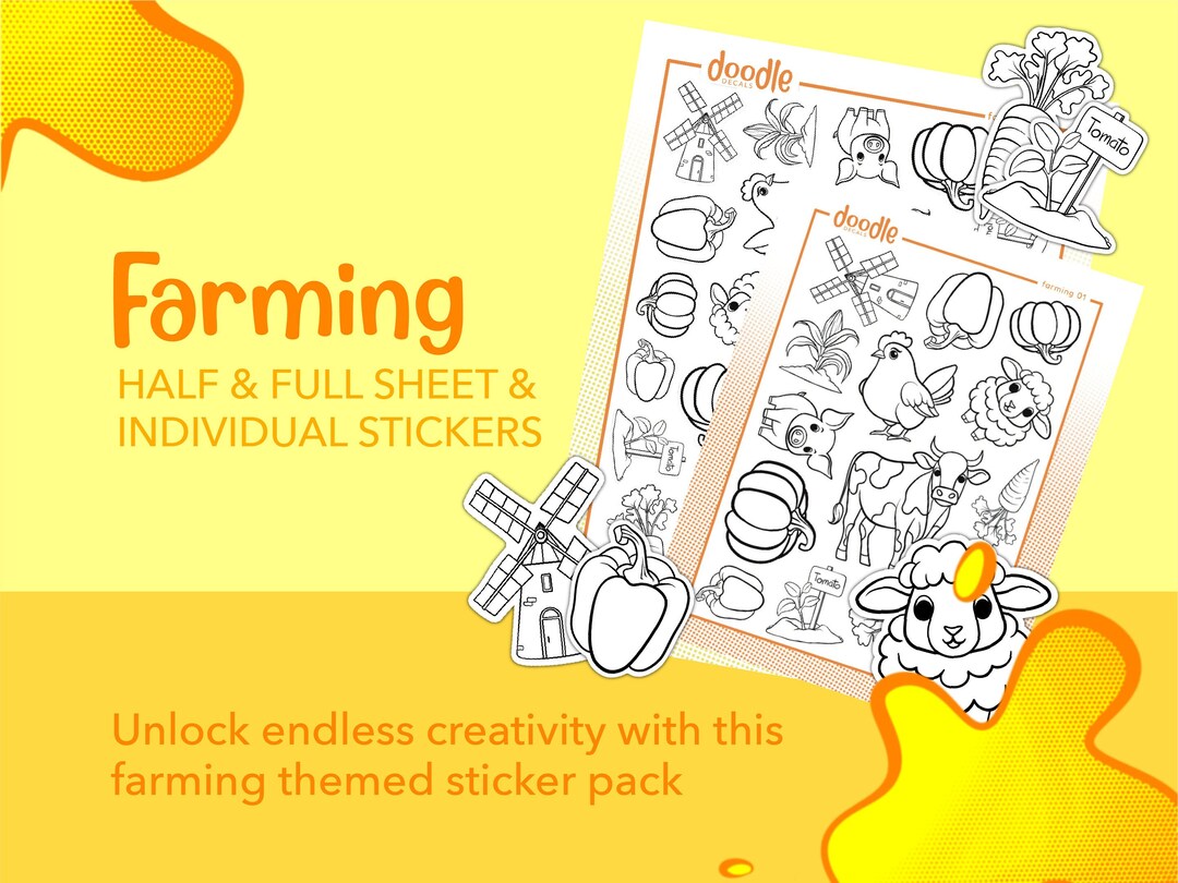 Farming Color Your Own Sticker Sheet & Decal Pack: Digital Download ...