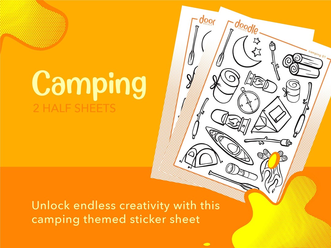 Camping Color Your Own Sticker Sheet: Coloring Activity | Kids Stickers ...