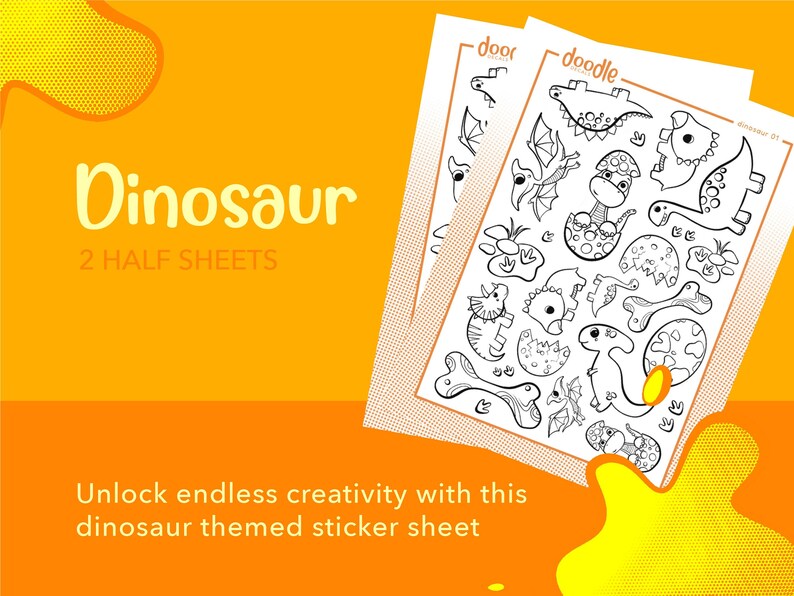 Dinosaur Color Your Own Sticker Sheet: Ready to Ship | Dino Sticker ...