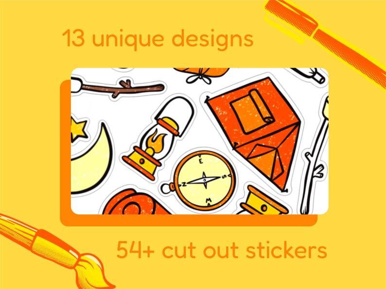 Half & Full Page Camping Color Your Own Sticker Pack: Instant Download ...