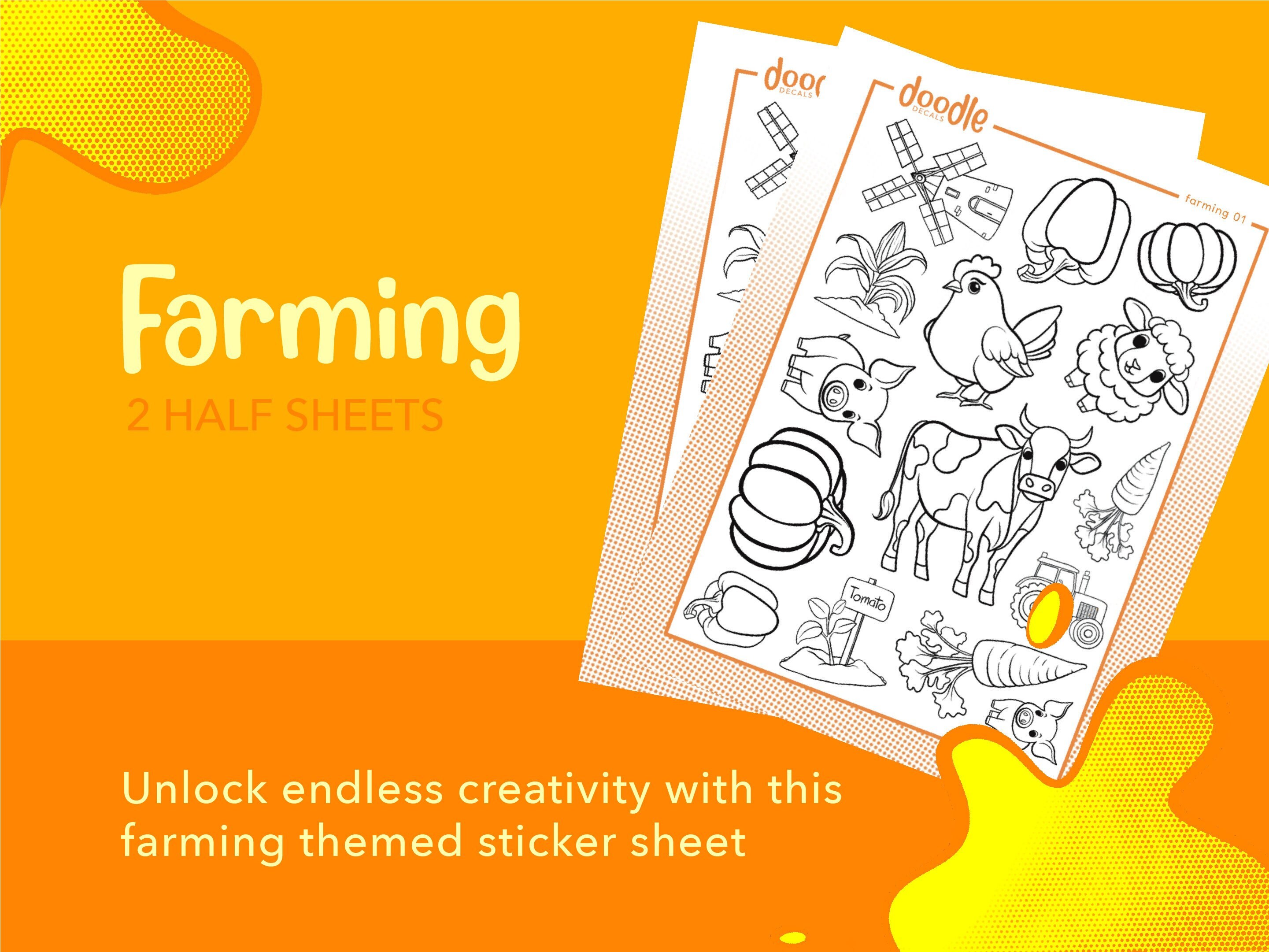 Farming Color Your Own Sticker Sheet: Kids Coloring Activity Animal ...