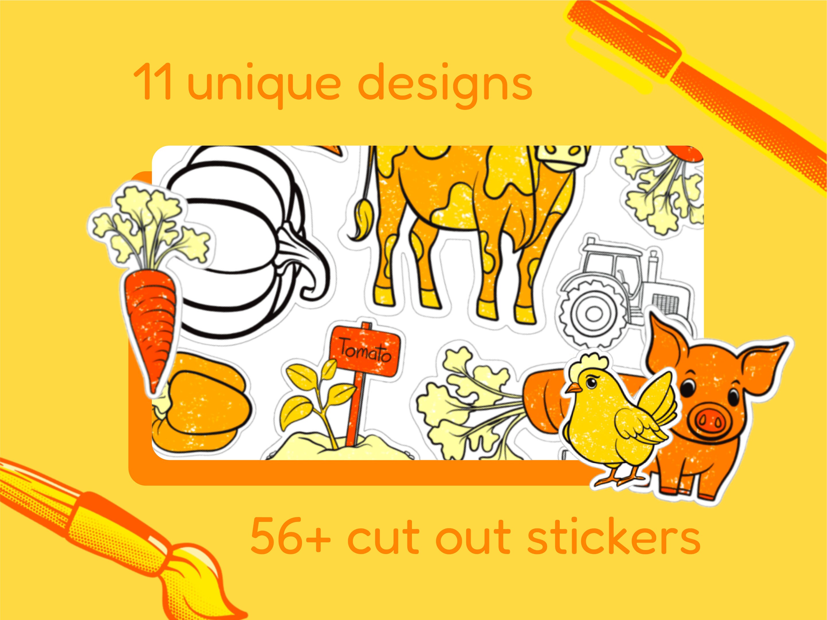 Farming Color Your Own Sticker Sheet & Decal Pack: Digital Download ...