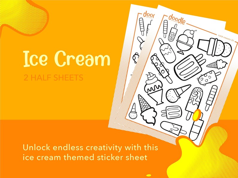 Ice Cream Color Your Own Sticker Sheet: DIY Summer Stickers Kids ...