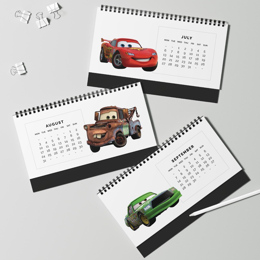 Pixar-inspired Cars Desk Calendar 2025 - Lightning Mcqueen, Mater ...