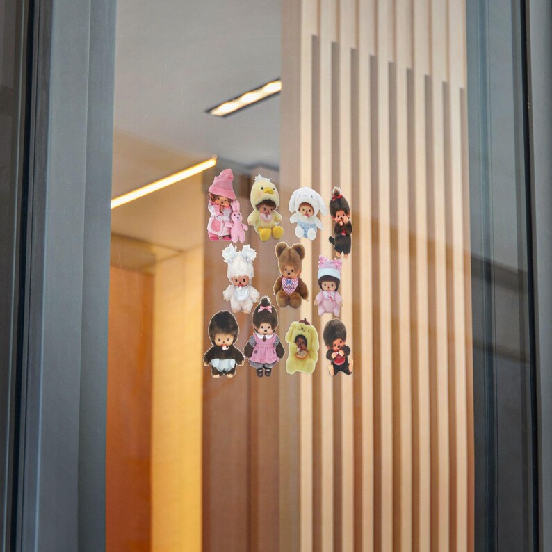 Monchhichi Die-cut Stickers, Cute Kawaii Vinyl Decals for Laptop, Water ...