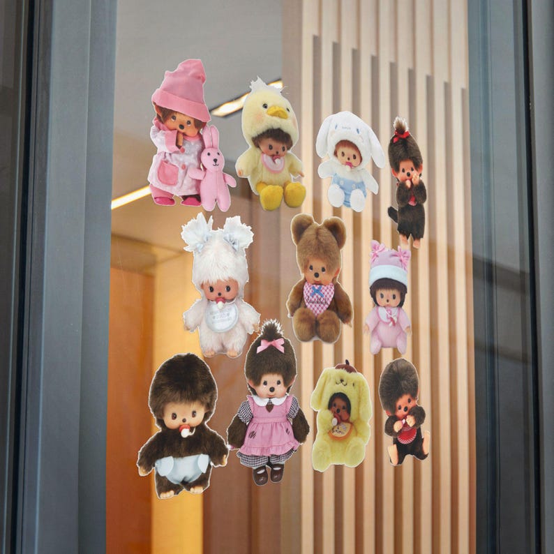 Monchhichi Die-cut Stickers, Cute Kawaii Vinyl Decals for Laptop, Water ...