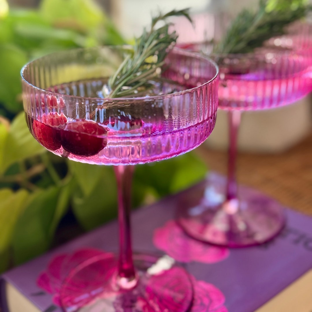 Pink Cocktail Glasses Coupe Glasses Martini Glasses Unique Colored ...