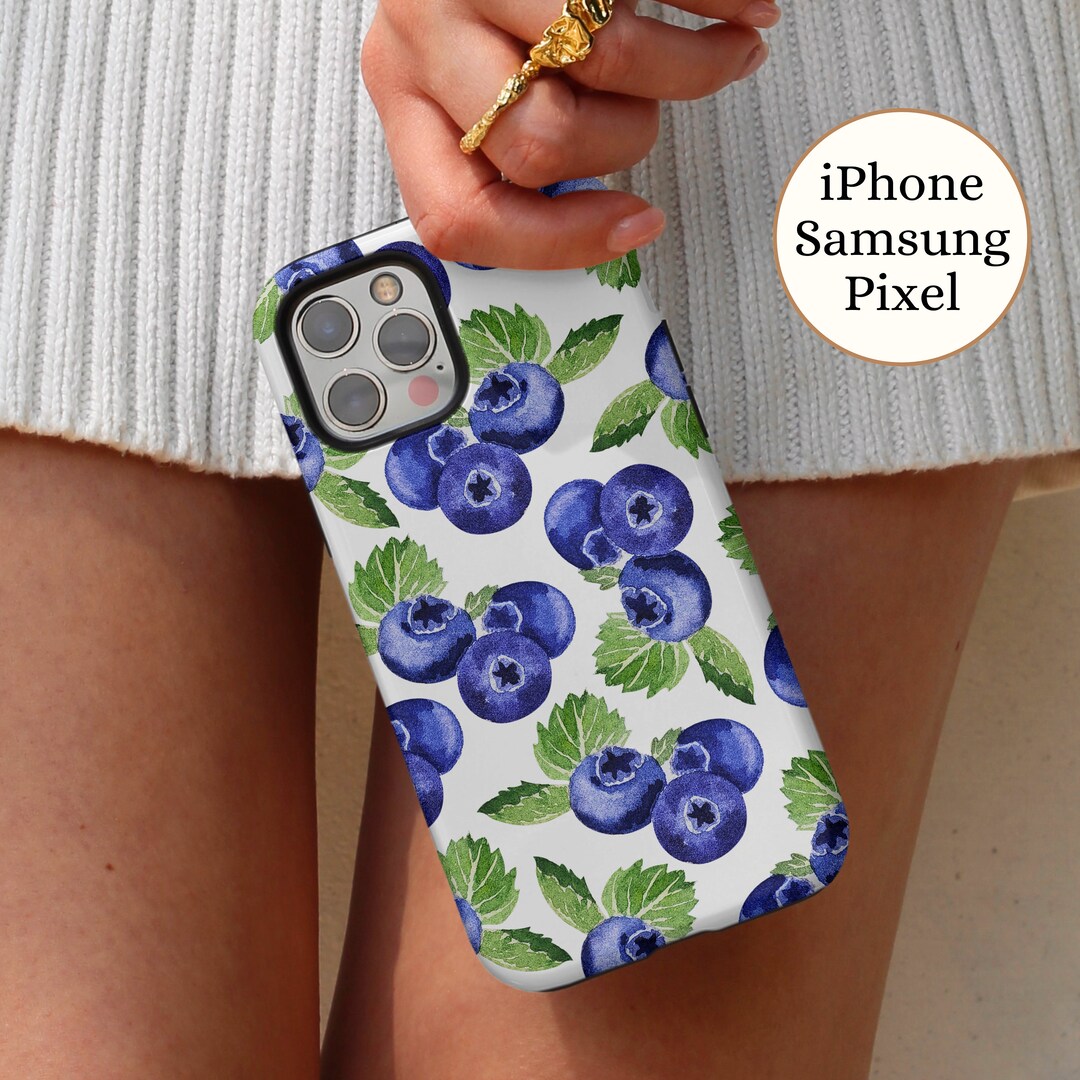 Blueberry Phone Case, Cute Berry Cell Phone Cover, Aesthetic Fruit ...