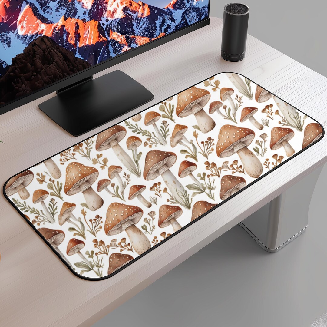 Boho Mushroom Desk Mat, Nature Inspired Home Office Decor, Bohemian ...