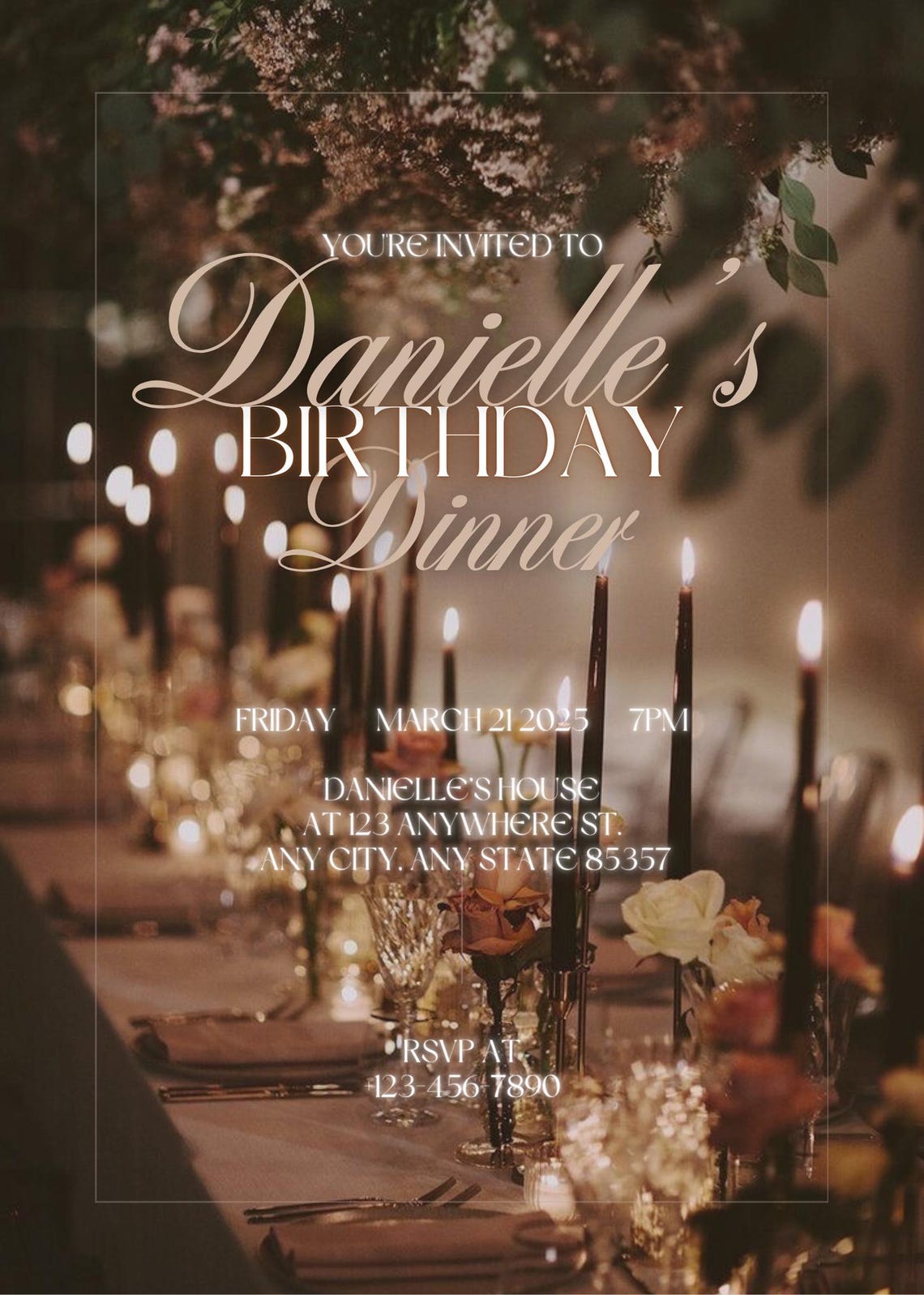 Elegant Birthday Dinner Invitation | Editable Canva Template | Formal ...