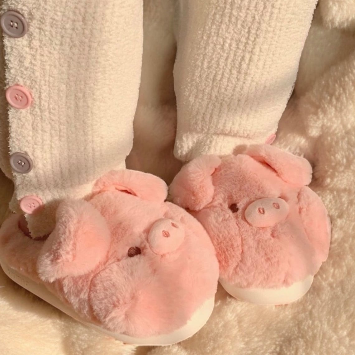 Cute Slippers, Fuzzy Slippers, Cartoon, Piggy, Fluffy Slippers, House ...