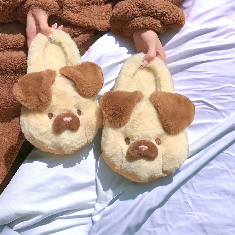 Cute Slippers, Dog, House Slippers, Cartoon, Fluffy Slippers, Fuzzy ...