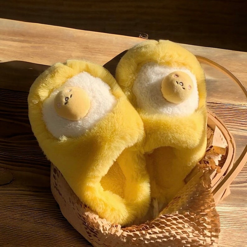 Cute Slippers, Egg, Funny Slippers, House Slippers, Fuzzy Slippers ...