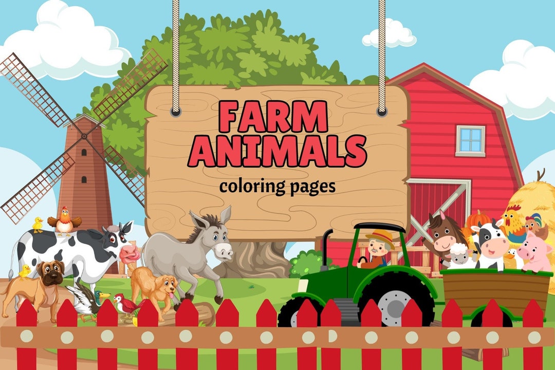 Farm Animals Coloring Pages for Kids, Toddlers, Pre-schoolers, and ...