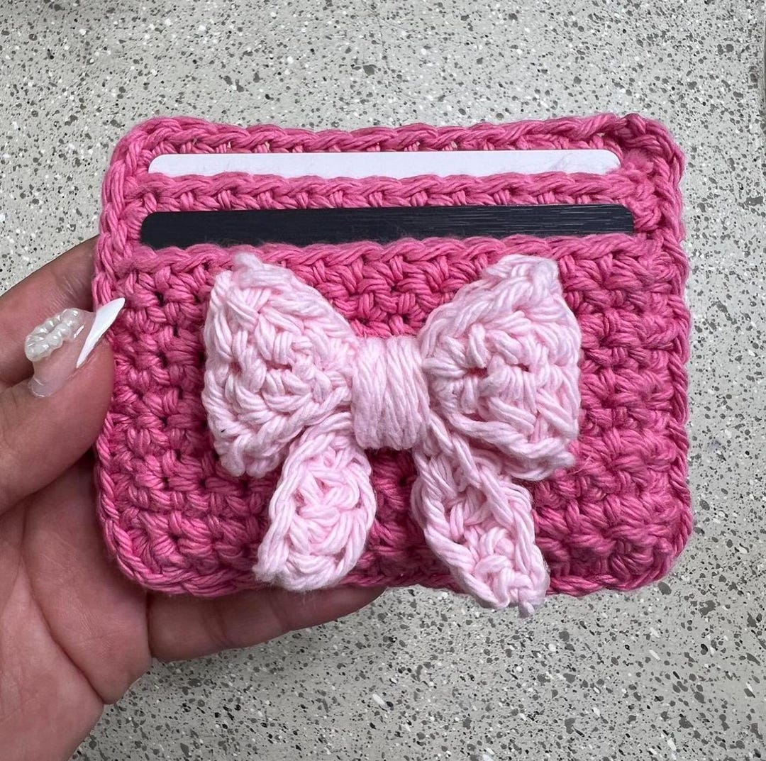Handmade Crochet Bow Wallet / Card Holder / Card Pouch - Etsy