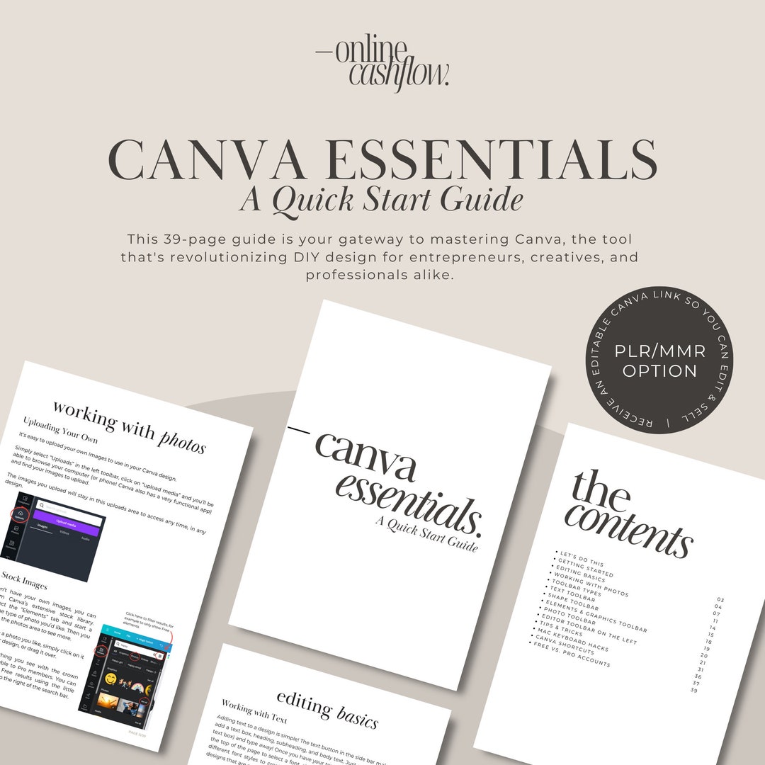 Canva Essentials: A Quick Start Guide With PLR/MRR | Canva How-to Guide ...