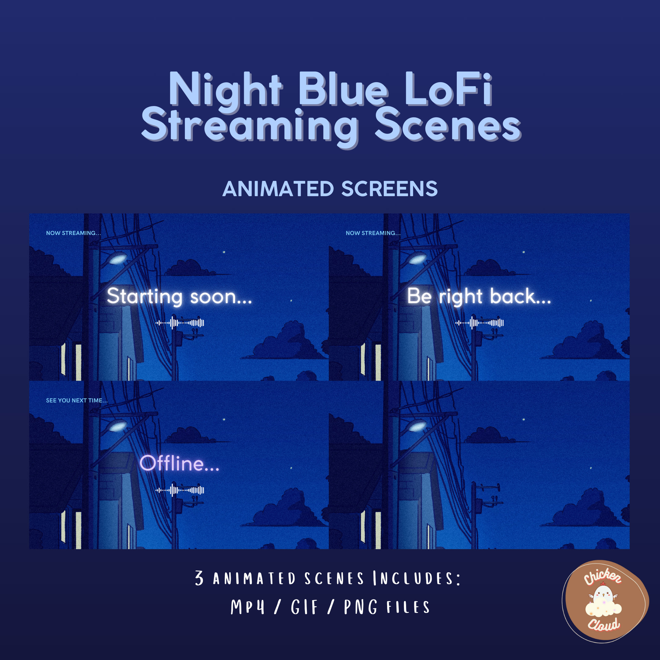 Night Blue Lofi Animated Streaming Scenes Overlay (digital Download) - Etsy
