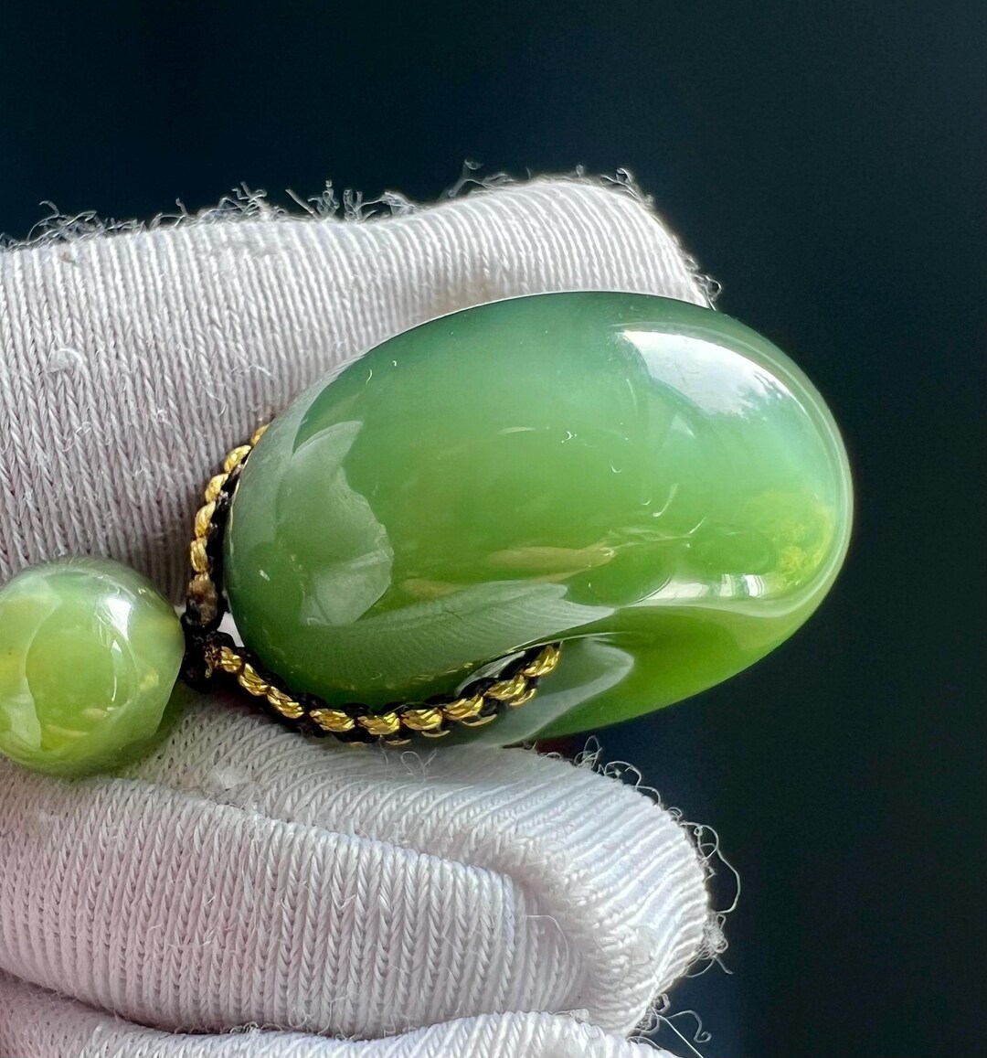 Nephrite Jade Donut Pendant: Green Chatoyant Circle, Handmade Lanyard ...